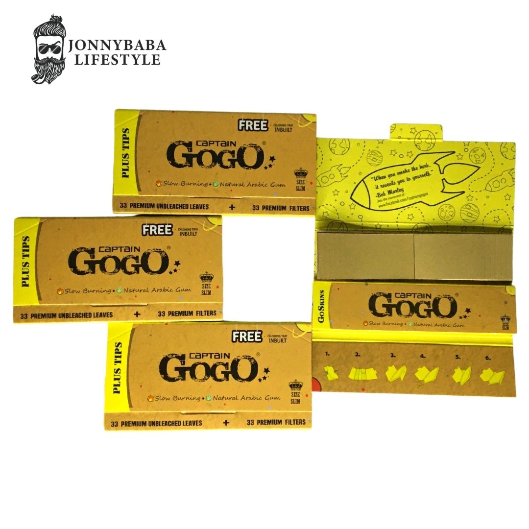 Captain gogo brown rolling paper with tips ( Pack of 4 ) – Jonnybaba ...